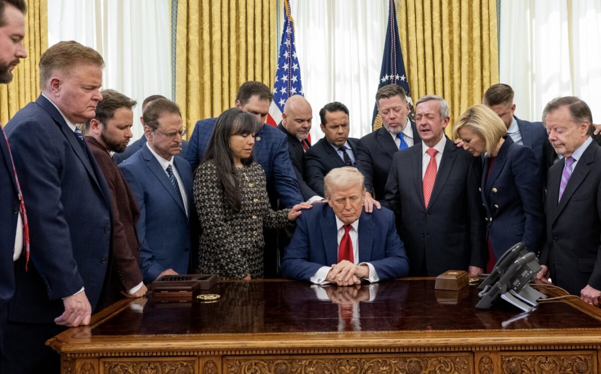 "Divine Guidance": Trump Captured In Historically Viral Image Praying ...